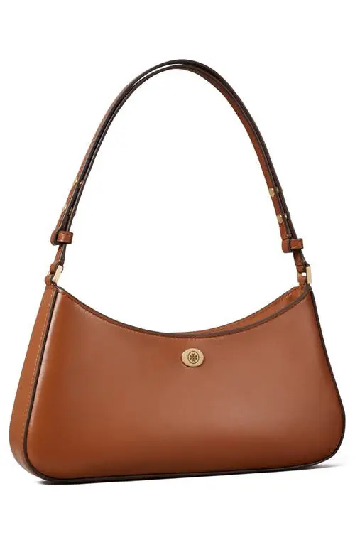 Tory Burch Robinson Leather Zip Top Shoulder Bag - Aged Tan
