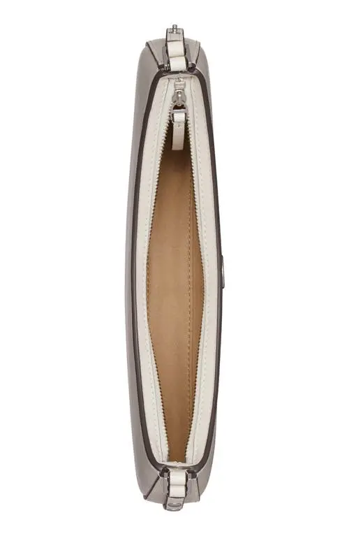 Tory Burch Robinson Leather Zip Top Shoulder Bag - Light Cream