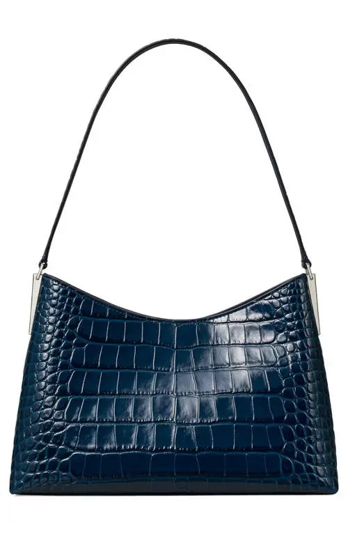 Tory Burch Small Robinson Croc Embossed Leather Shoulder Bag