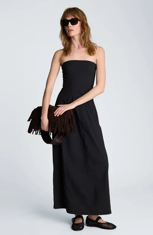 KENNETH COLE Strapless Stretch Poplin Maxi Dress