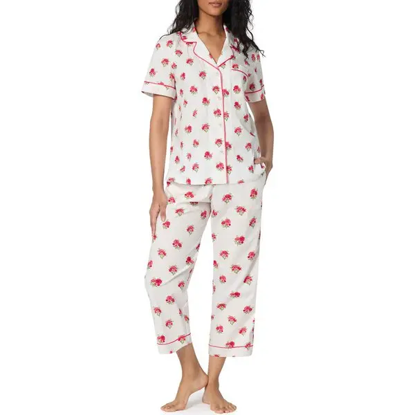 BEDHEAD PAJAMAS Print Cotton Crop Pajamas - Celeste