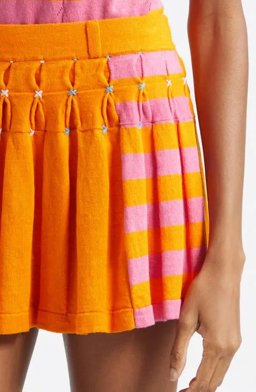 YANYAN Embroidered Pleated Linen Blend Miniskirt