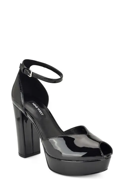Nine West Keela Platform Ankle Strap Pump - Black