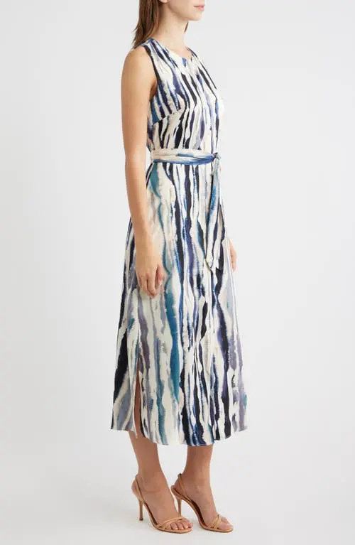 Maggy London Tie Dye Stripe Sleeveless Dress