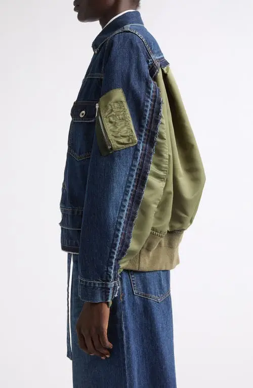 Sacai Denim & Nylon Twill Jacket - Blue