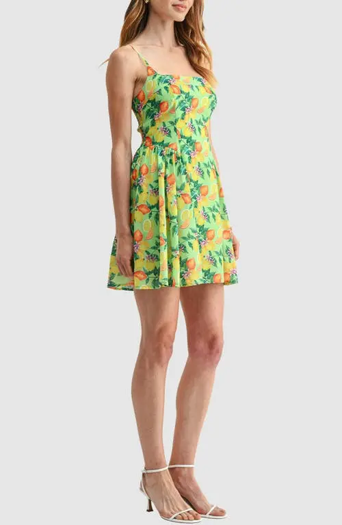 ALL IN FAVOR Printed Square Neck Mini Dress