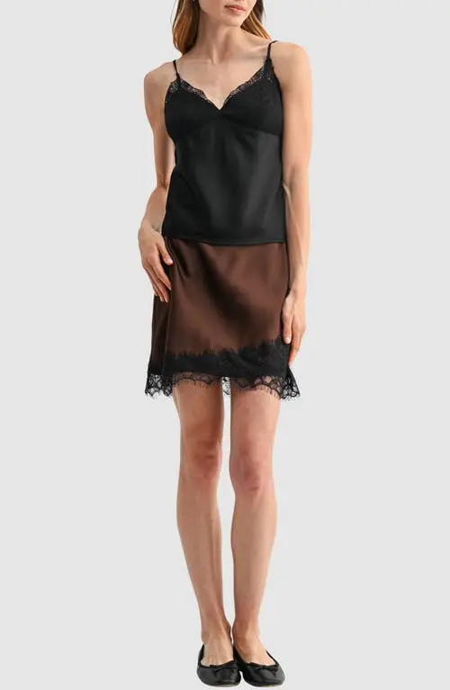 ALL IN FAVOR Lace Hem Miniskirt