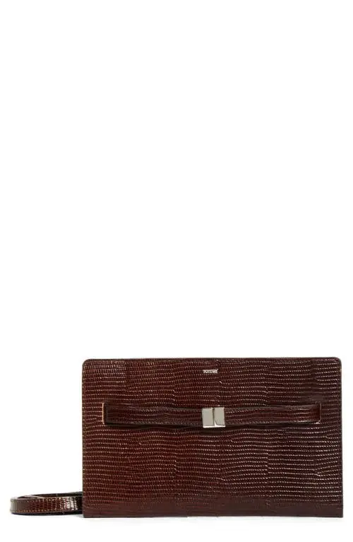 TOTEME Belted Lizard Embossed Crossbody Bag - Brown