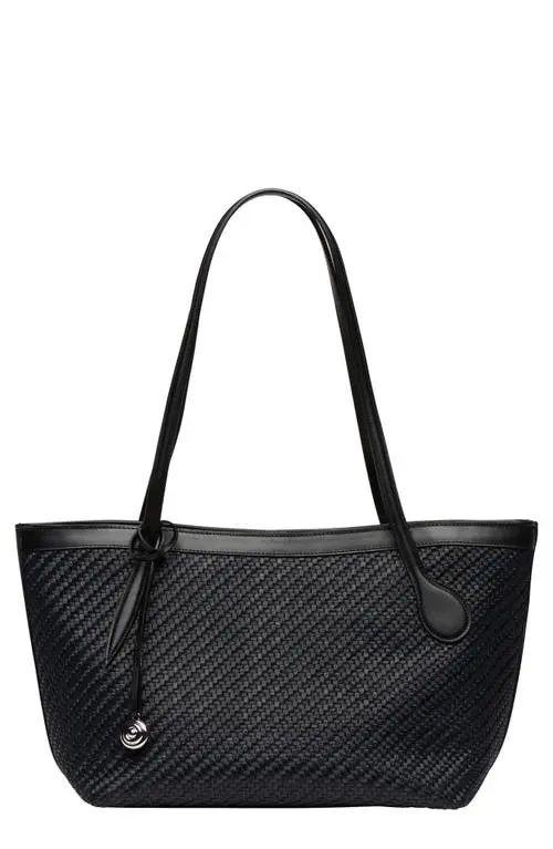 LIFFNER Midi Sprout Woven Leather Tote - Black