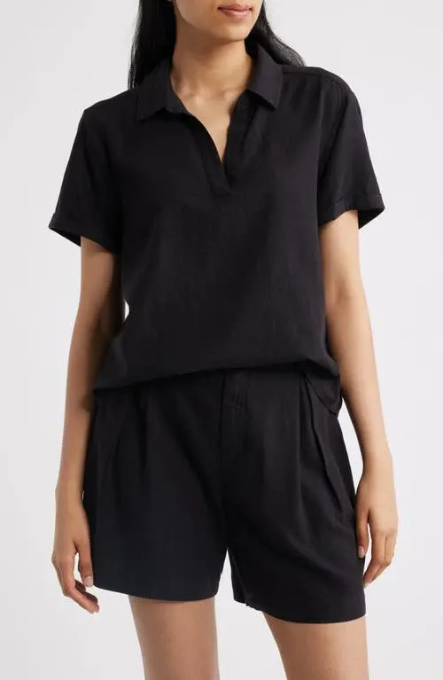 CLOTH & STONE Collared Short Sleeve Shirt - Black