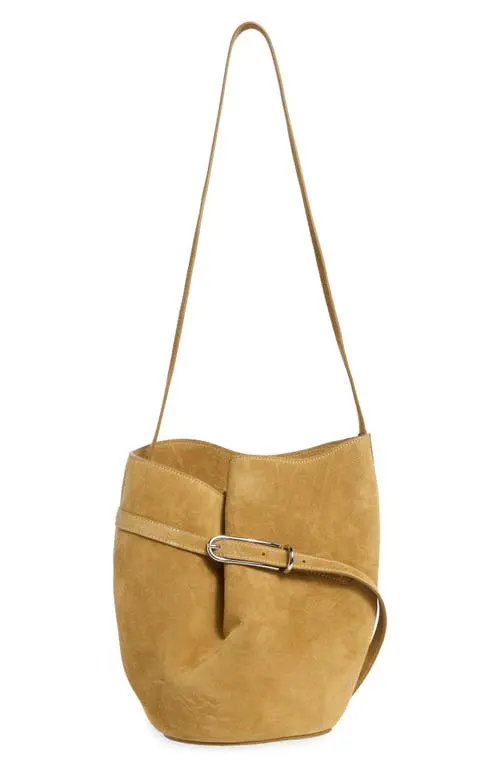 LIFFNER Belted Suede Bucket Bag - Sand