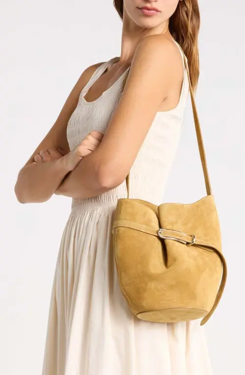 LIFFNER Belted Suede Bucket Bag - Sand