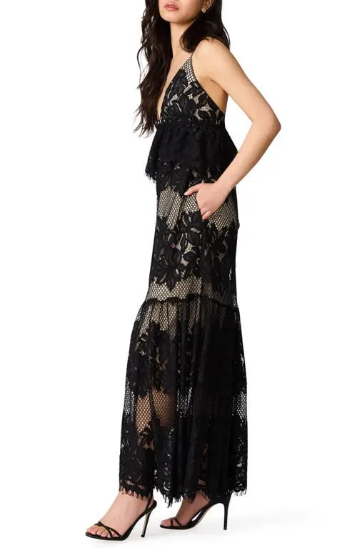 Steve Madden Annette Lace Tiered Maxi Dress - Black