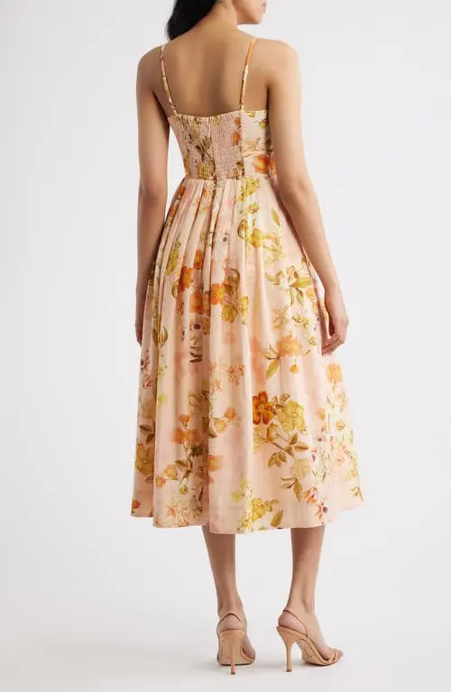 Julia Jordan Floral Linen Blend Midi Dress