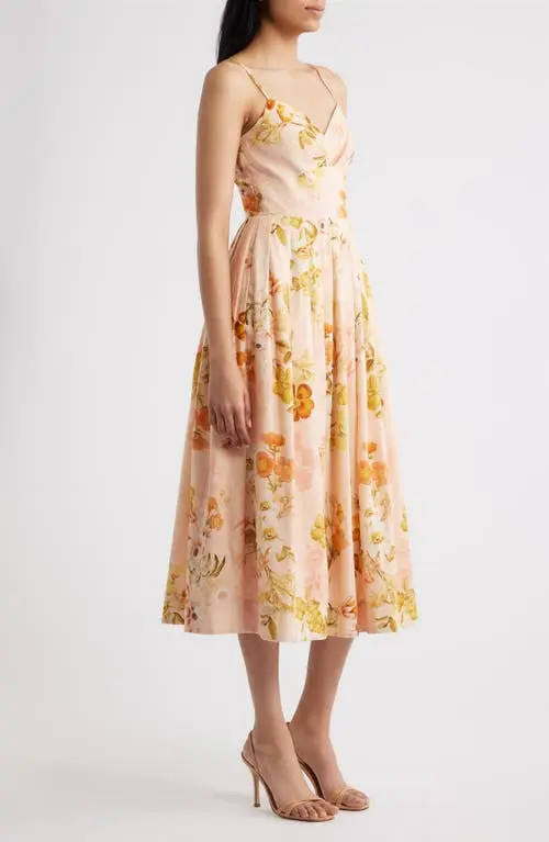 Julia Jordan Floral Linen Blend Midi Dress