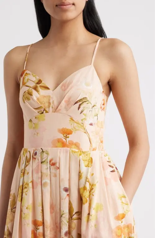 Julia Jordan Floral Linen Blend Midi Dress