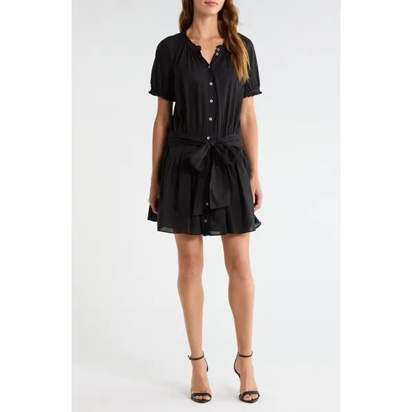 Paige Nisha Puff Sleeve Mini Dress - Black