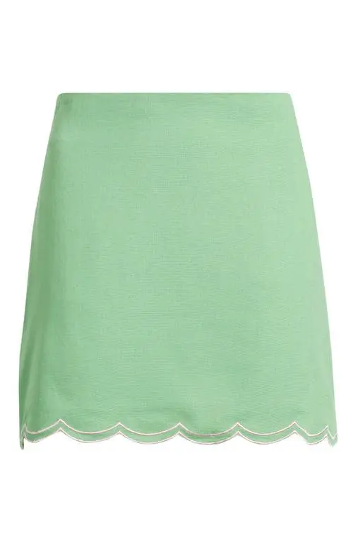 Deluc Muro Scalloped Hem Linen Blend Skirt - Green