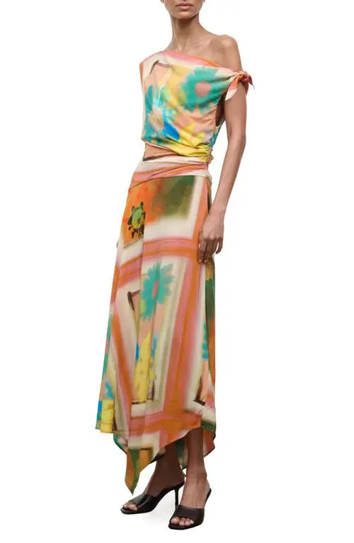 Staud Portia One-shoulder Floral Print Maxi Dress