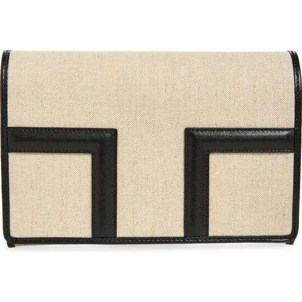 TOTEME T-flap Canvas & Leather Envelope Clutch - Ecru