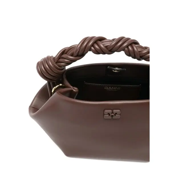 GANNI Twisted Handle Satchel Bag - Brown