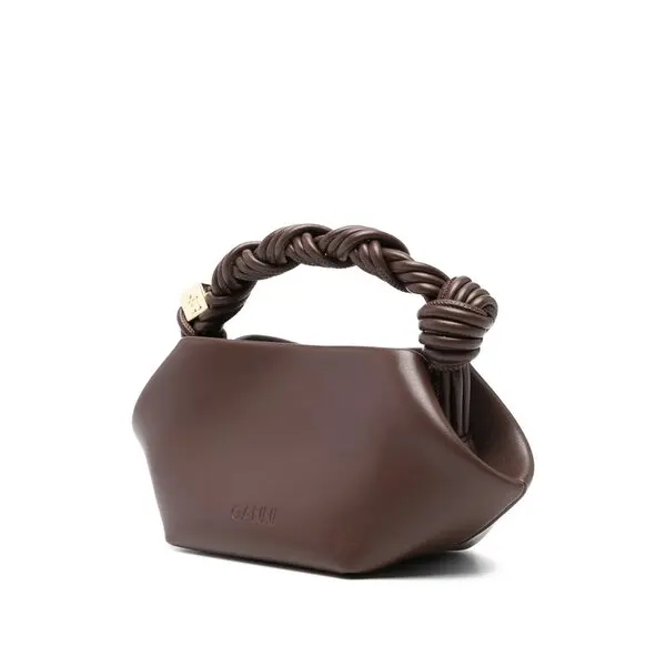 GANNI Twisted Handle Satchel Bag - Brown