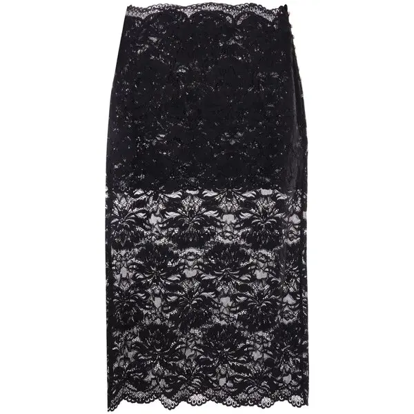 Rabanne High-waisted Lace Skirt - Black