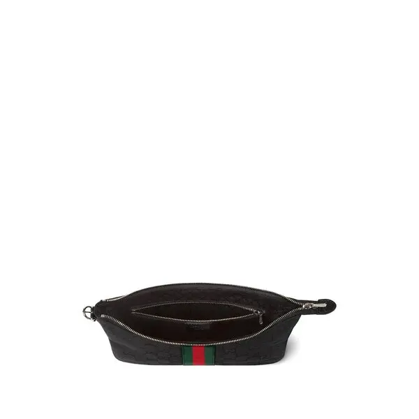 Gucci Gg Canvas Tote Bag With Green And Red Web Detail - Black