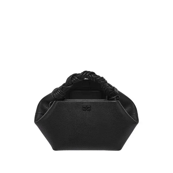 GANNI Structured Tote Bag With Twisted Top Handle - Black