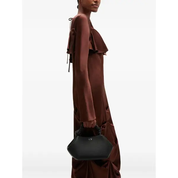 GANNI Structured Tote Bag With Twisted Top Handle - Black