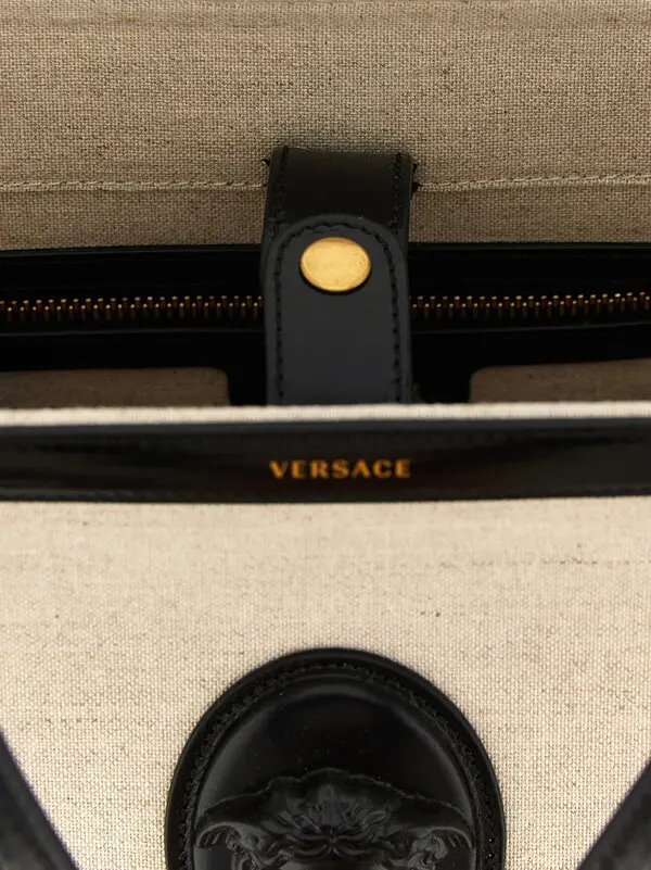 Versace Medium 'rivière' Shopping Bag - Cream