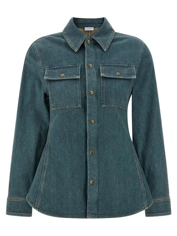 Burberry Dakota Denim Shirt With Contrast Stitching - Blue