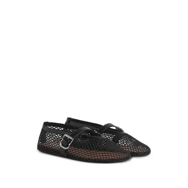 Alaïa Mesh Ballet Flats With Buckle Strap - Black