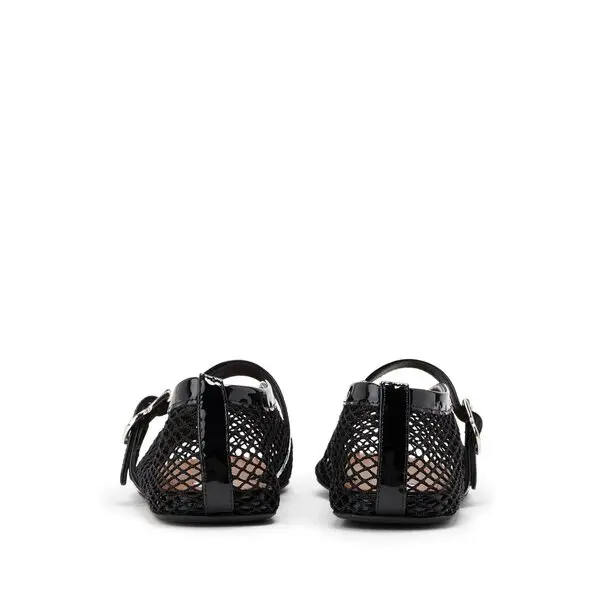 Alaïa Mesh Ballet Flats With Buckle Strap - Black