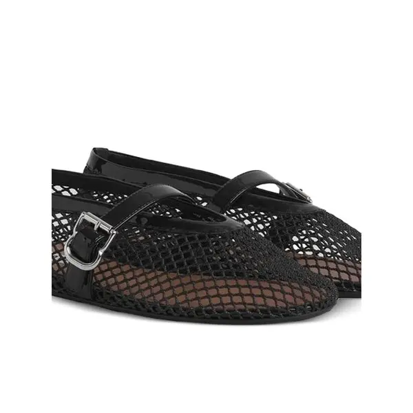 Alaïa Mesh Ballet Flats With Buckle Strap - Black