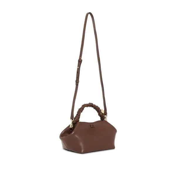 GANNI Recycled Leather Satchel Bag - Brown