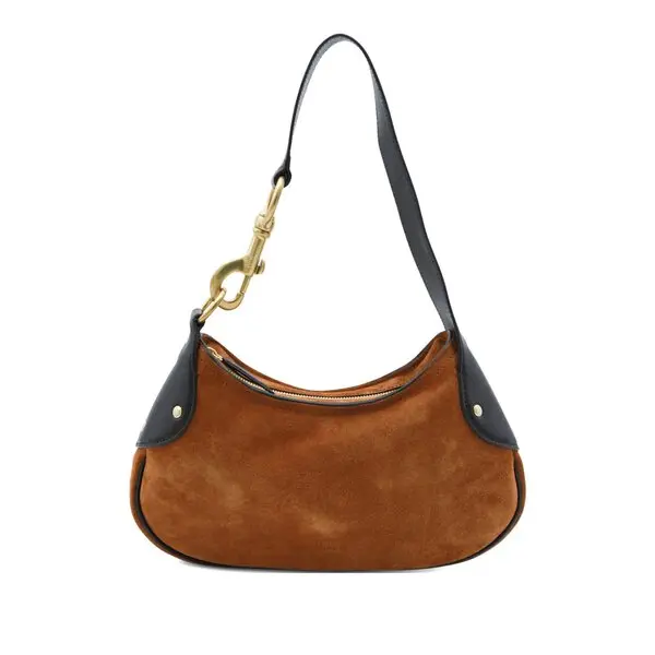 Mulberry Suede Shoulder Bag With Gold-tone Hardware - Brown