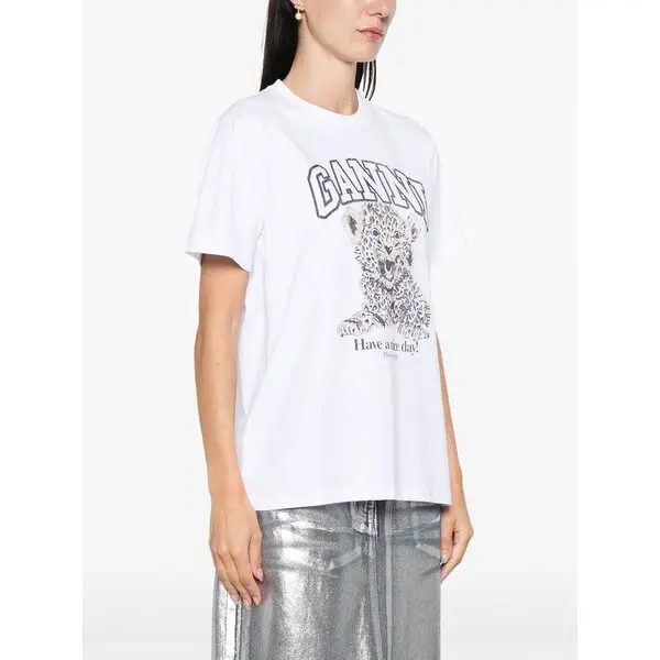 GANNI Organic Cotton Leopard Print T-shirt