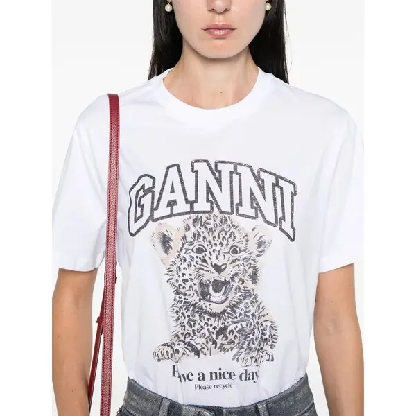 GANNI Organic Cotton Leopard Print T-shirt