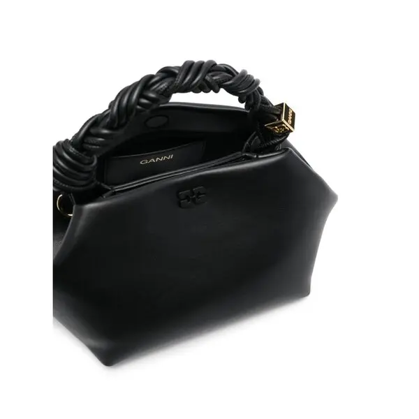 GANNI Leather Top Handle Bag - Black