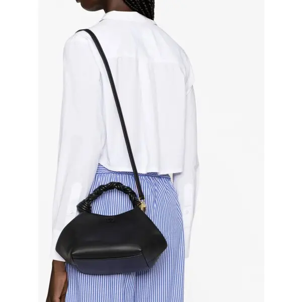 GANNI Leather Top Handle Bag - Black