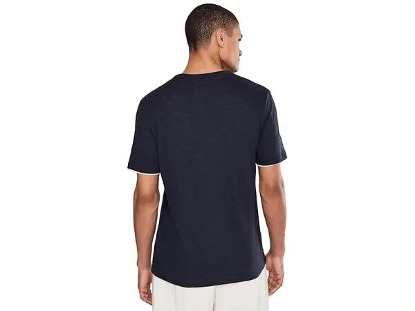Vince Fine Slub Double Layer Short Sleeve Crew T Shirt Coastal/smock White