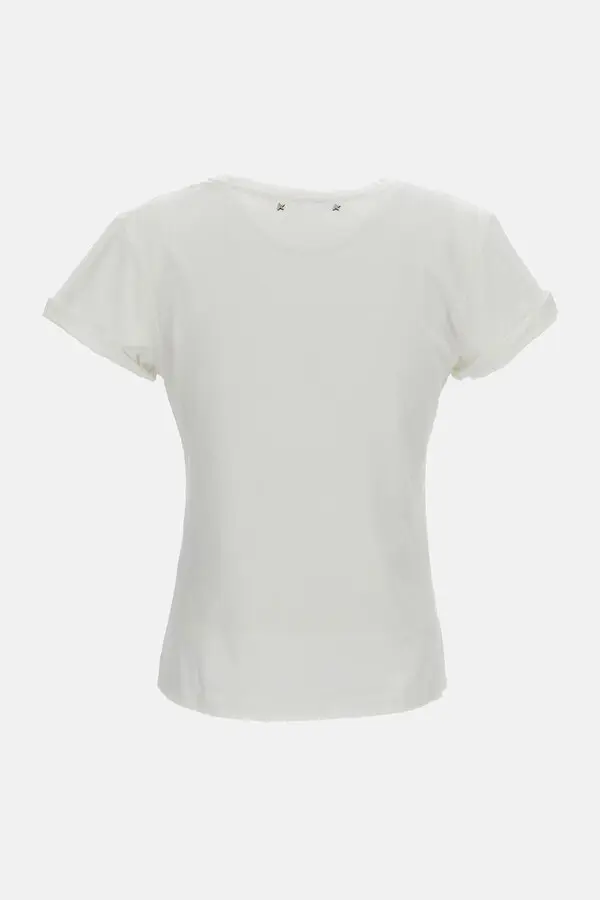 GOLDEN GOOSE Slim Fit T-shirt In Washed Cotton - Bianco
