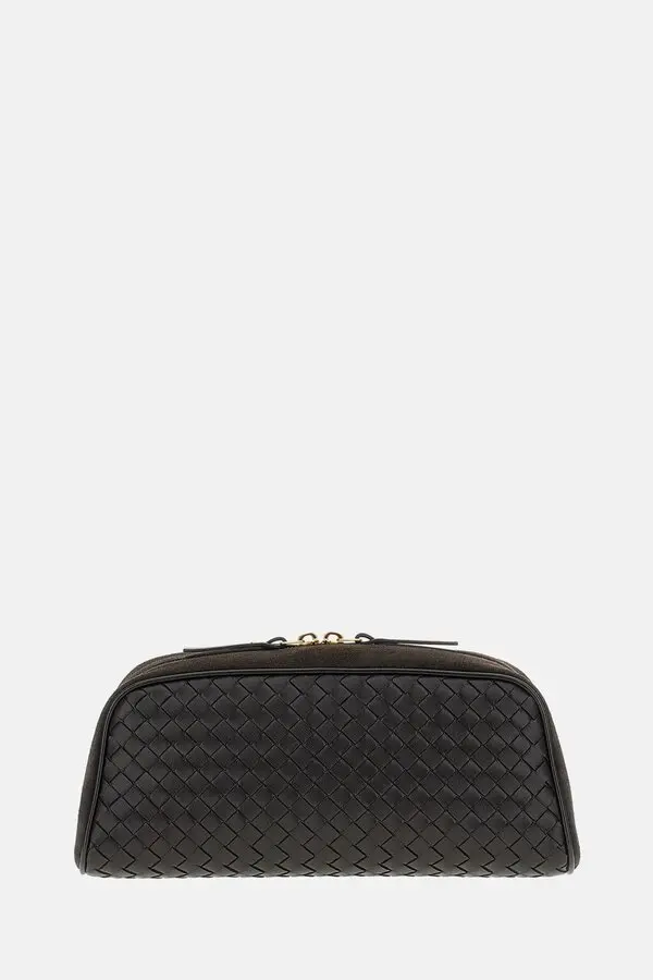 Bottega Veneta Large Knot Pochette In Suede And Napa Leather - Brown