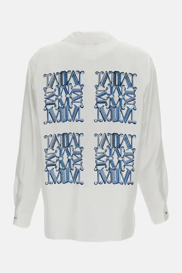 Max Mara Silk Twill Shirt With Maxmarabesque Print - Bianco