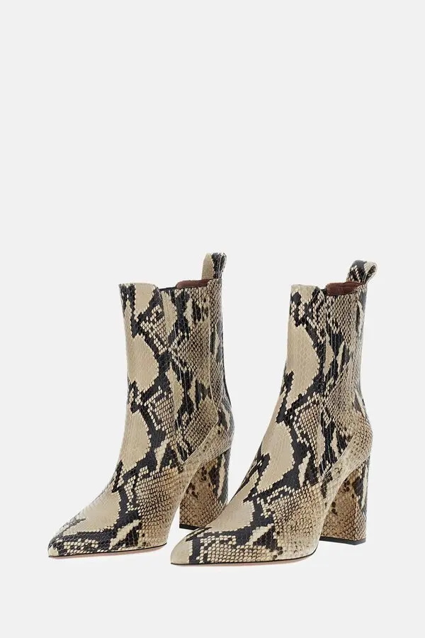 Paris Texas Anja 85 Leather Ankle Boots With Snakeskin Print