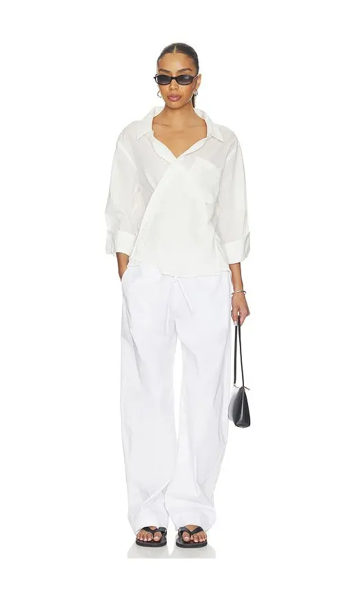CISSA Asymmetrical Button-up Overshirt - White