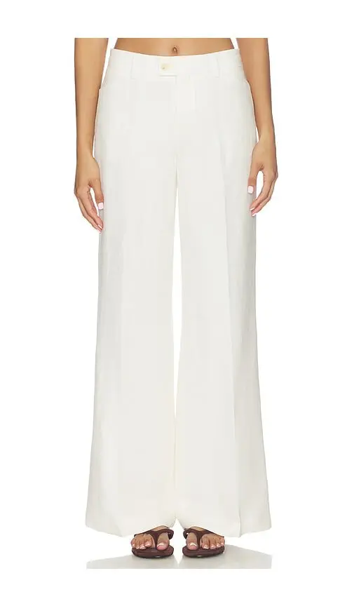 Closed Flared Linen Blend Pants - Ivory