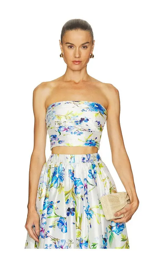 Hemant & Nandita Strapless Floral Print Top