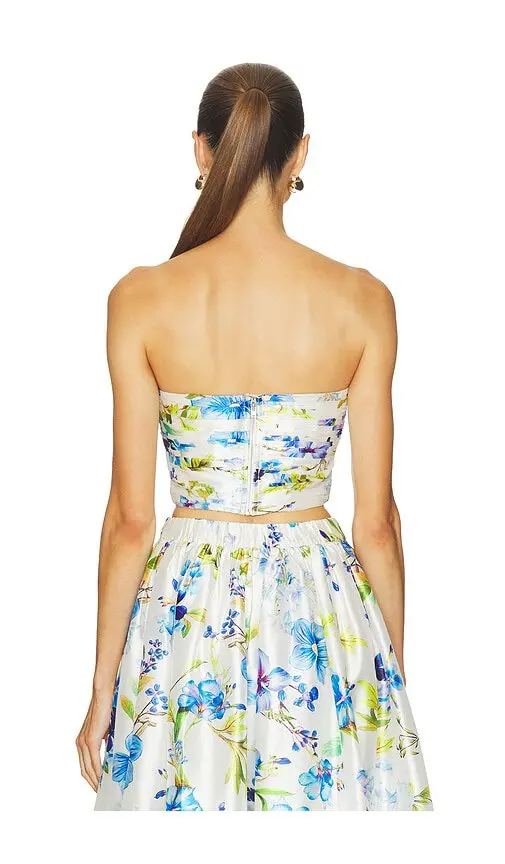 Hemant & Nandita Strapless Floral Print Top